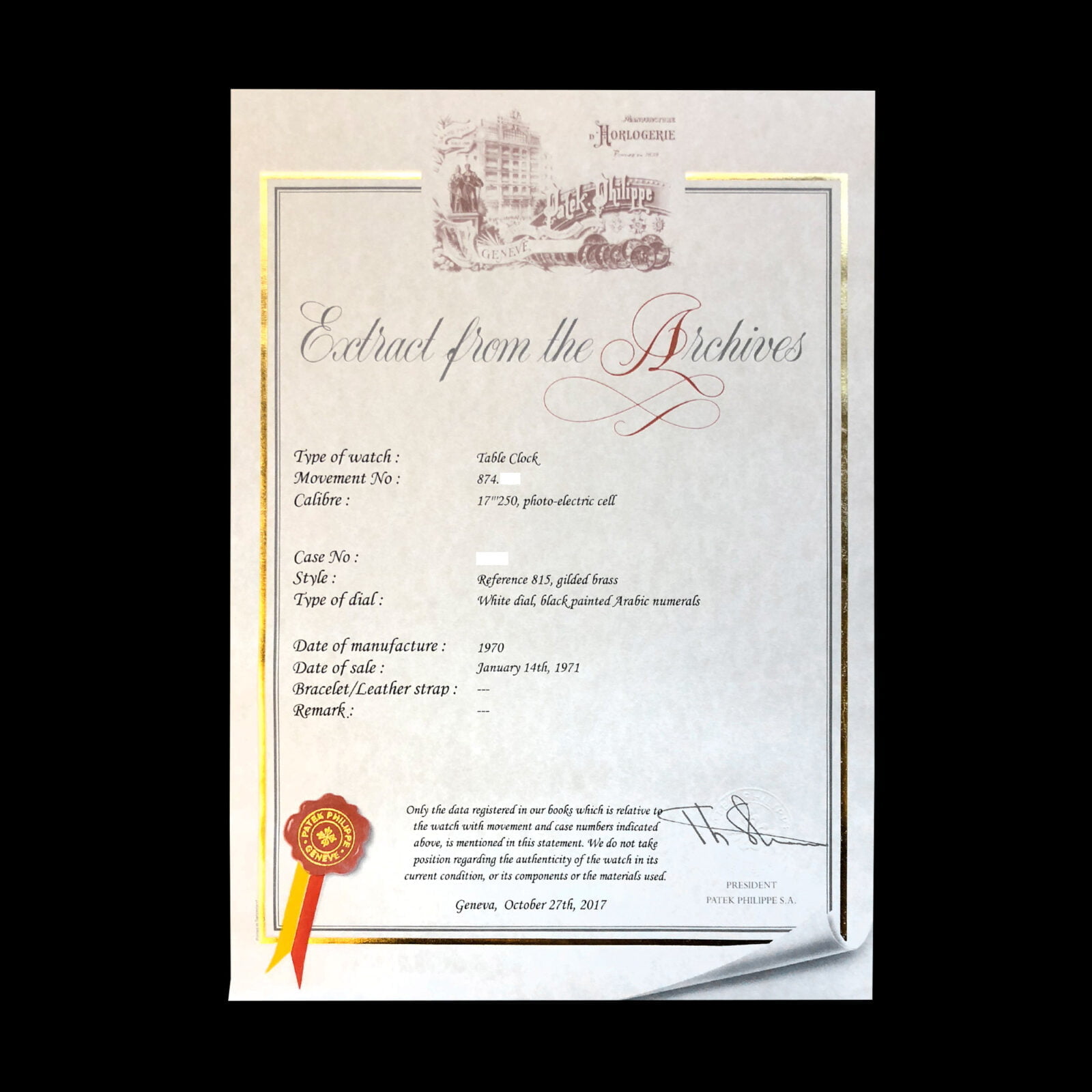 Patek Philippe Solar Clock 815 - Amsterdam Vintage Watches