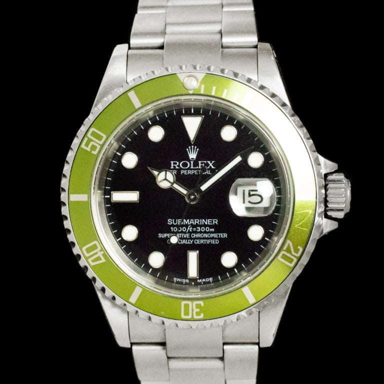 Rolex Submariner 16610LV 'Kermit Flat Four' - AMSTERDAM VINTAGE WATCHES
