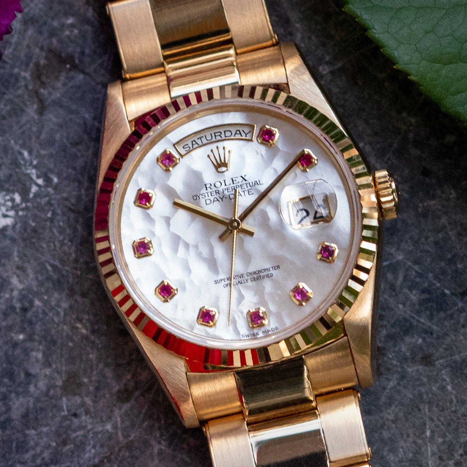 Rolex Day-Date 18238 'Ruby MoP' - AMSTERDAM VINTAGE WATCHES