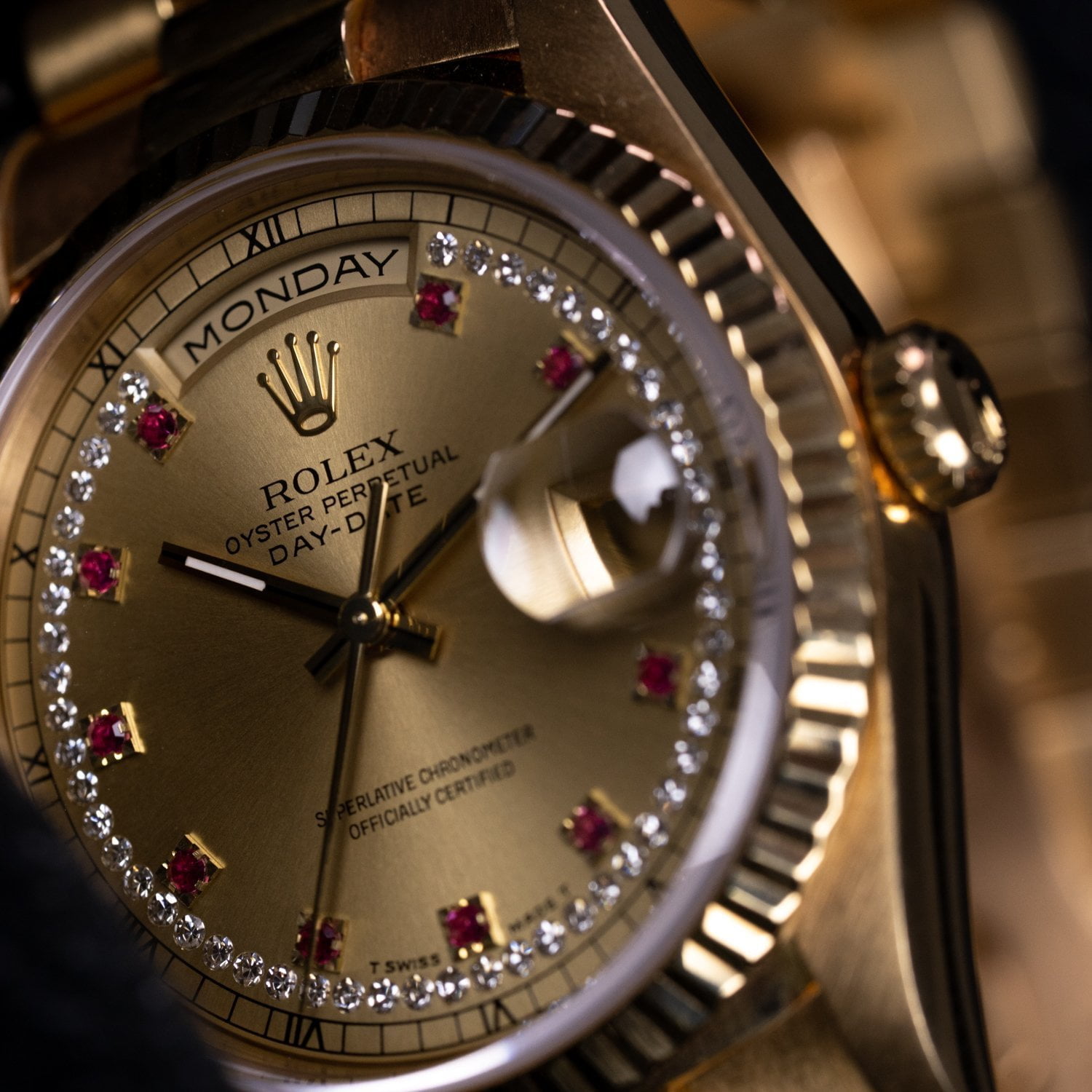 Rolex Day-Date 18238 'Ruby String Dial' - AMSTERDAM VINTAGE WATCHES