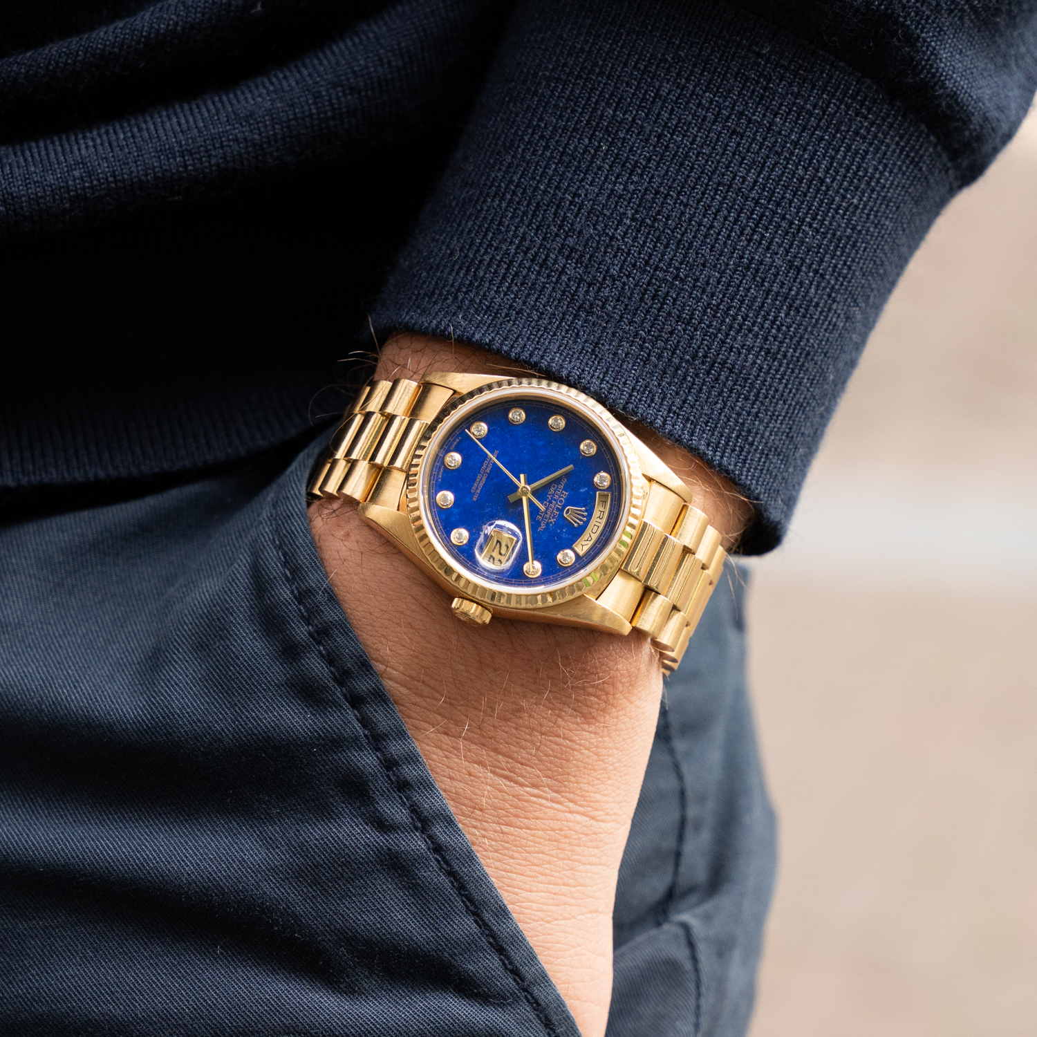 Rolex Day-Date 18238 'Lapis Lazuli Pinball' - Amsterdam Vintage Watches