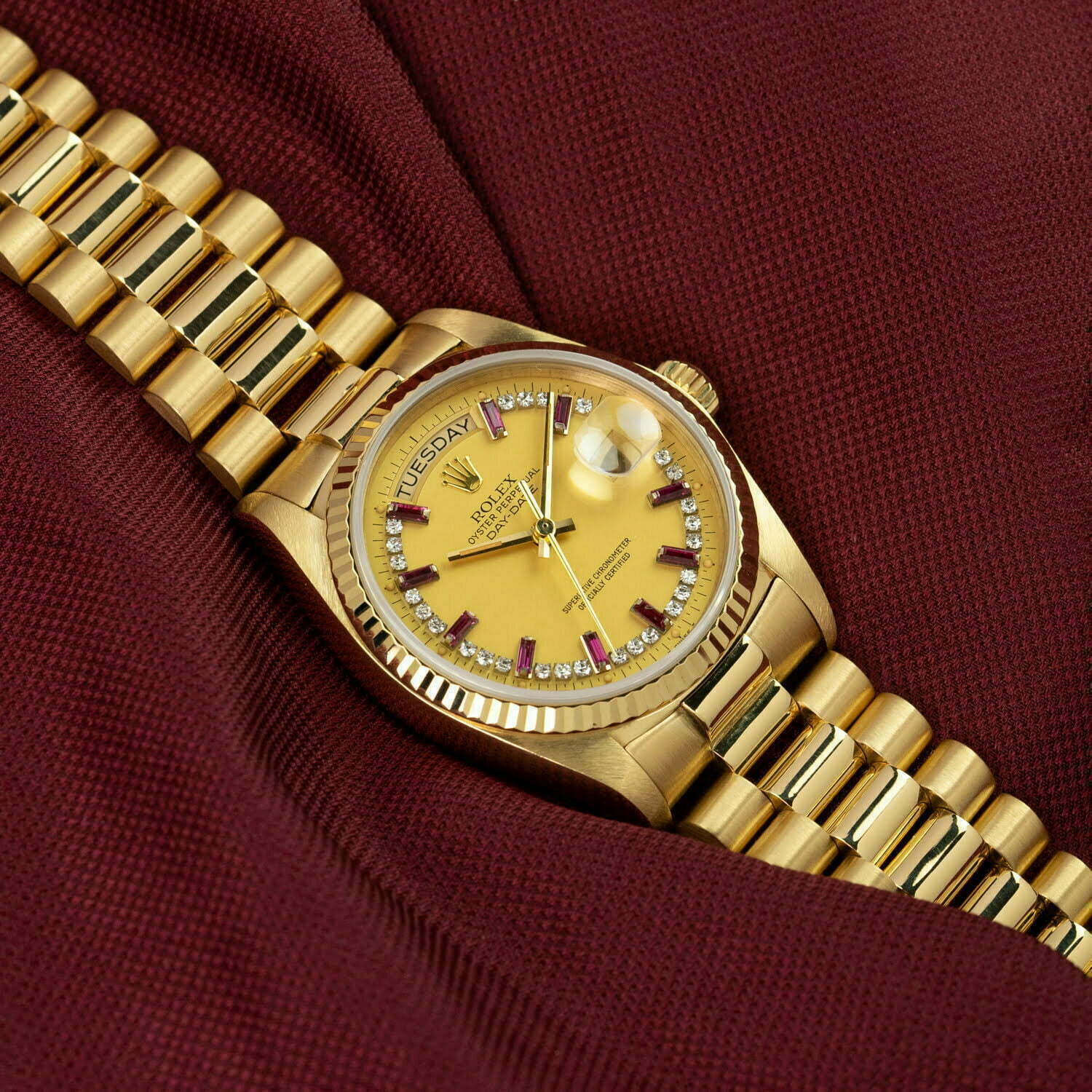 Rolex Day-Date 18038 'Ruby Baguette' - Amsterdam Vintage Watches